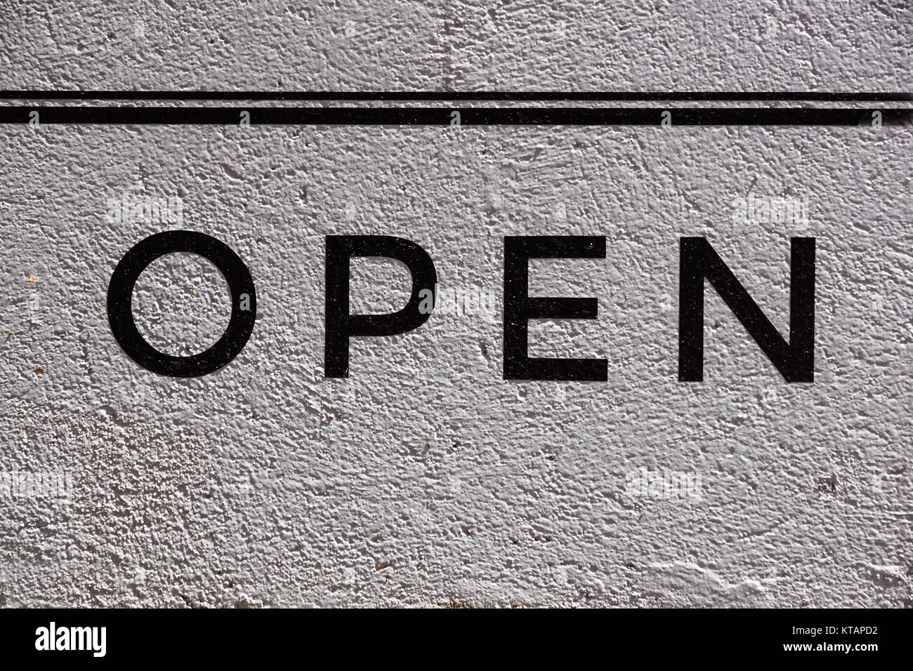 writing on the wall open sign Stock Photo - Alamy