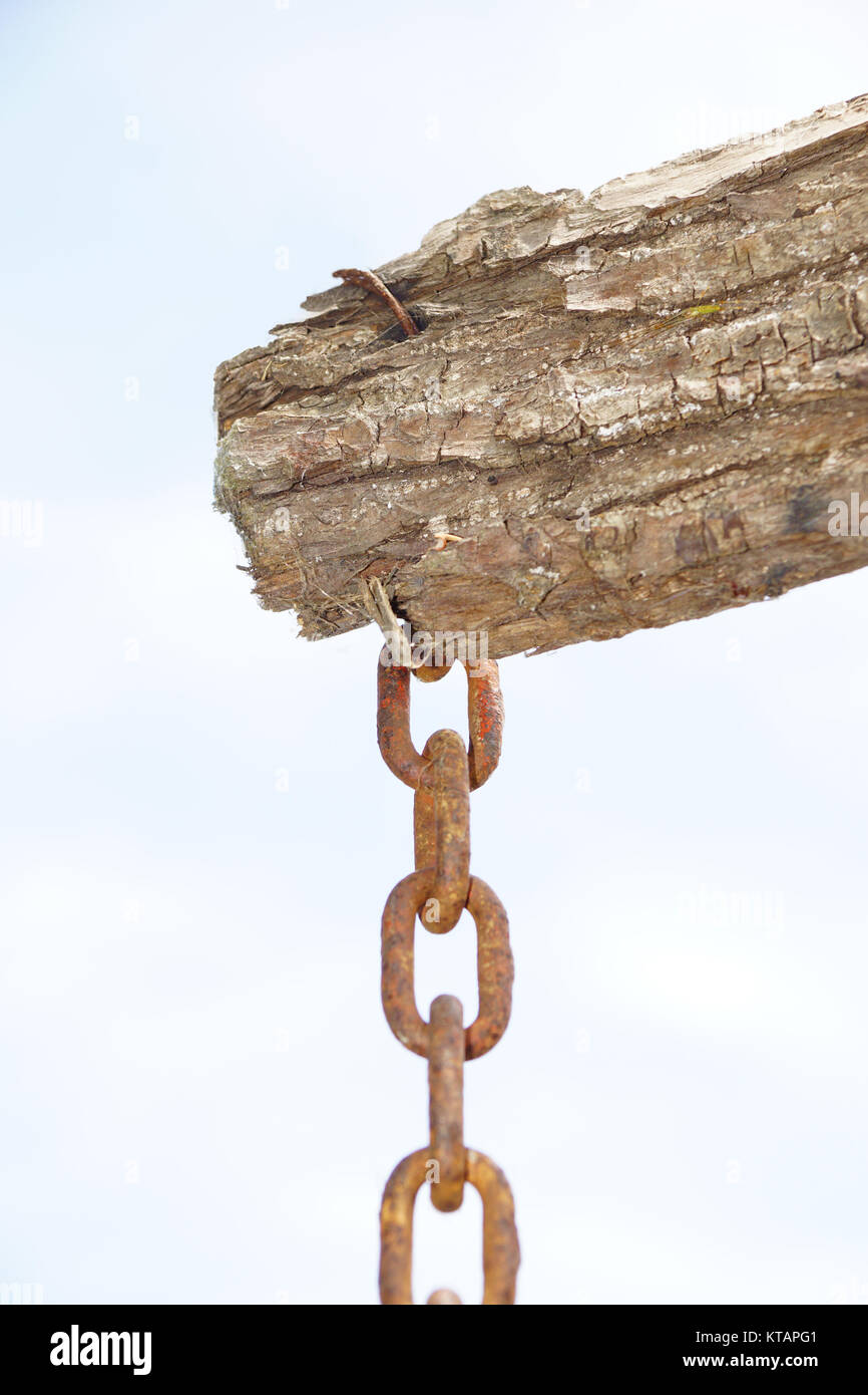 block of wood with chain Stock Photo - Alamy