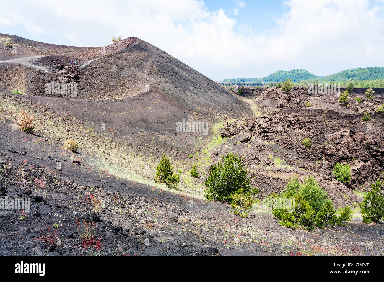 volcanic landscape with old craters of Etna mount Stock Photo - Alamy
