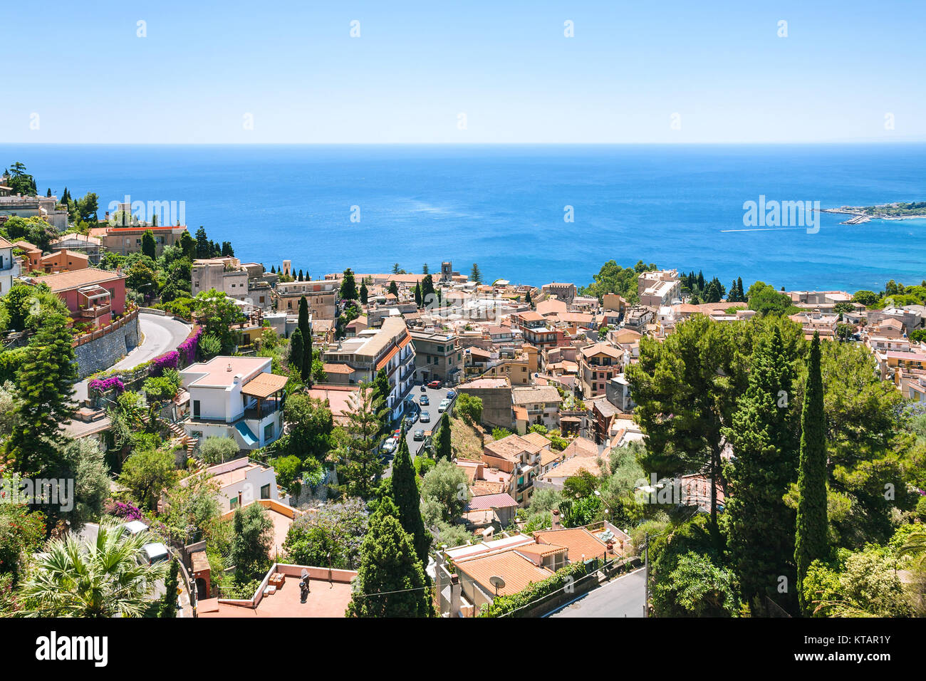 above view Taormina city from Castelmola village Stock Photo - Alamy