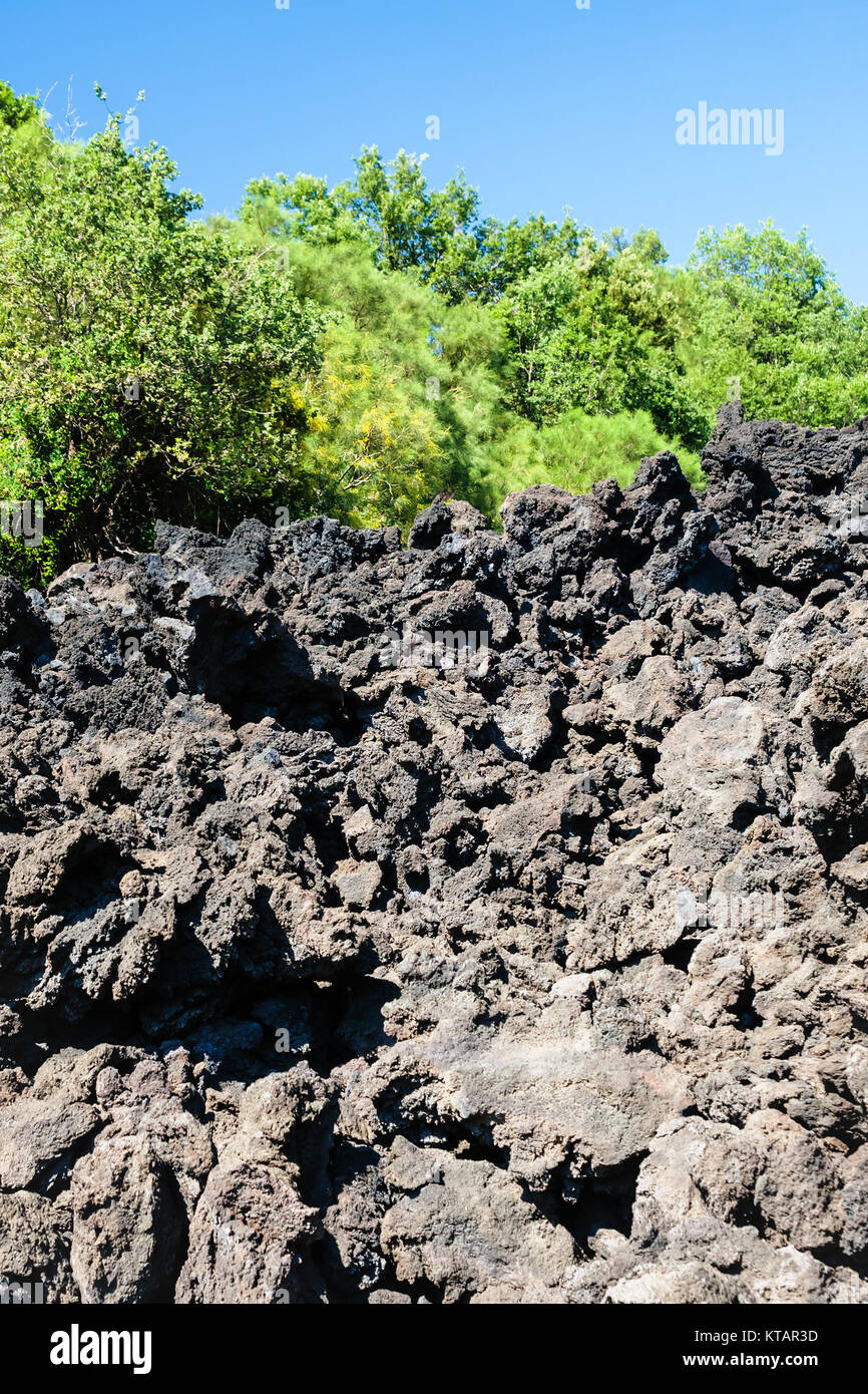 frozen lava flow after volcano Etna eruption Stock Photo - Alamy