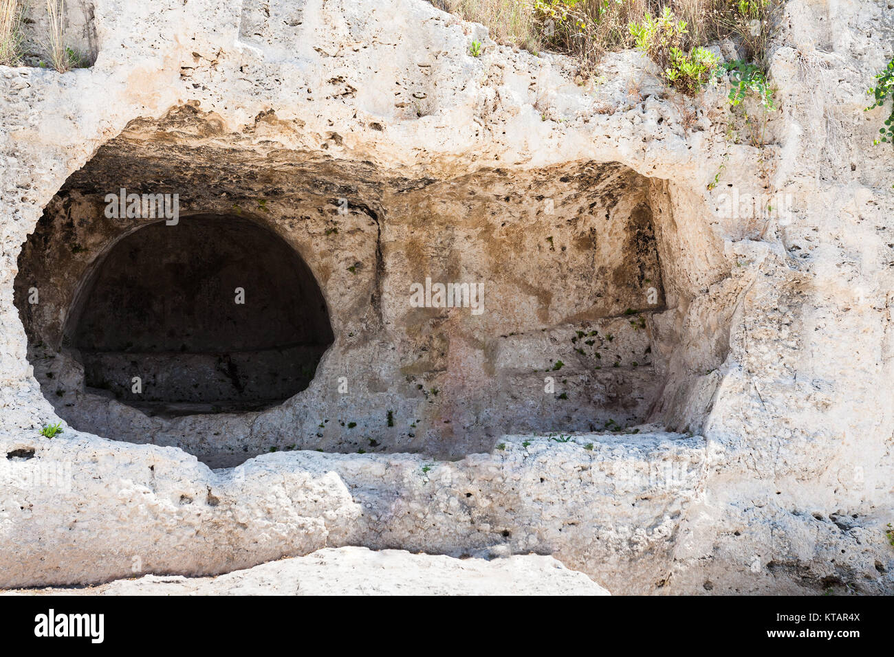 stone room in artificial cave of Greek theater Stock Photo - Alamy