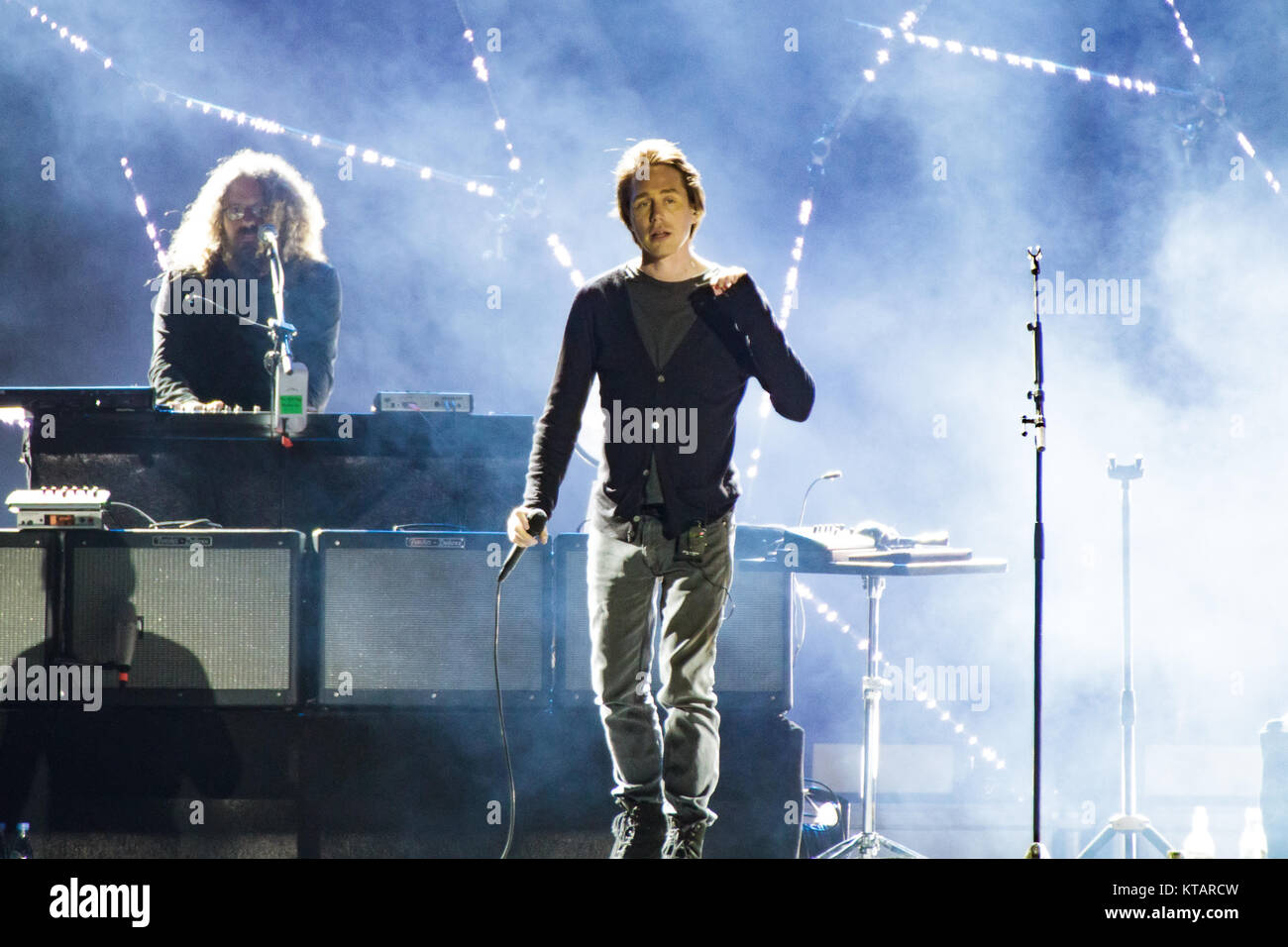 The Danish rock band Mew performs a live concert at the Orange Stage at ...
