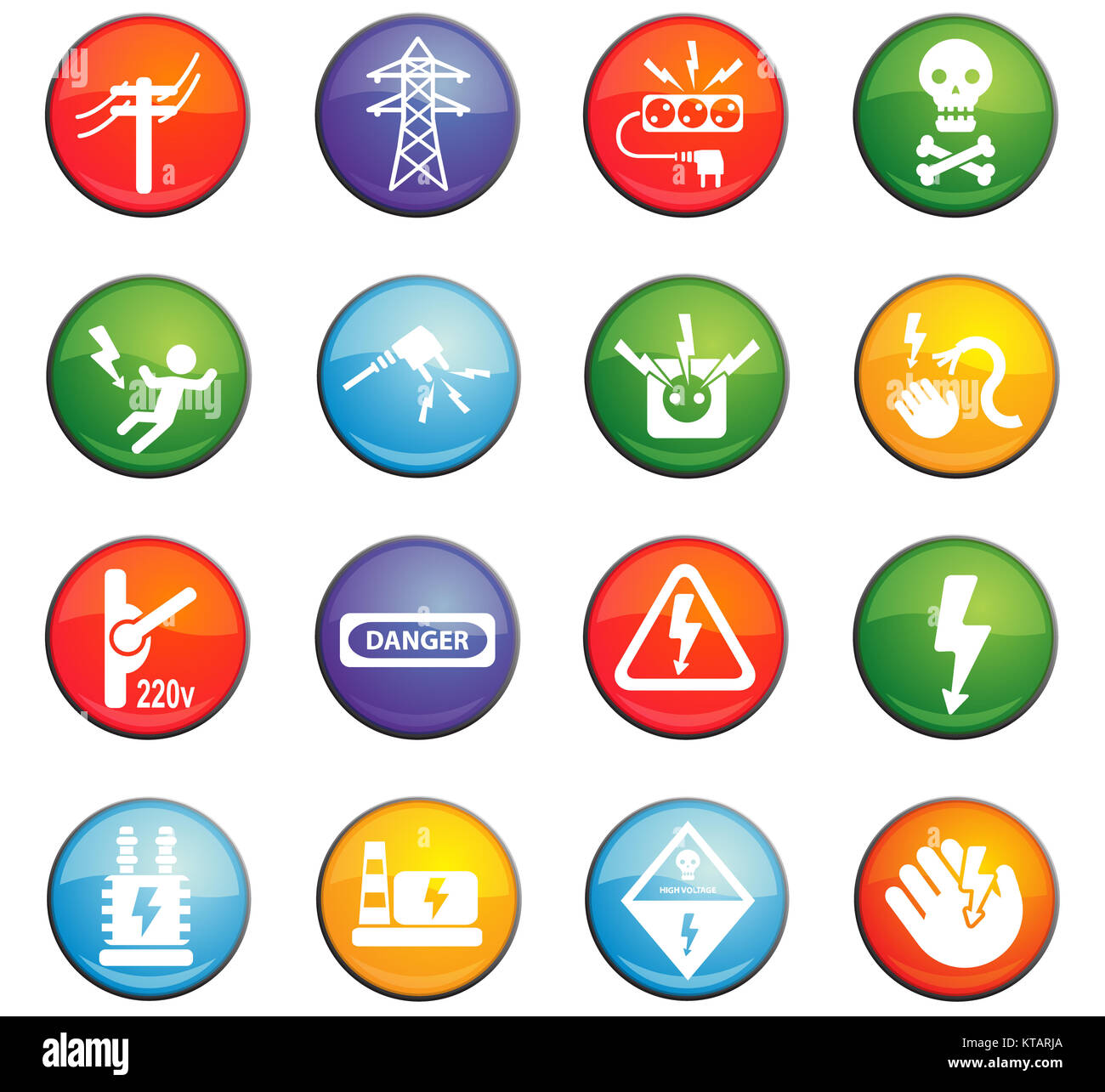 high voltage icon set Stock Photo - Alamy