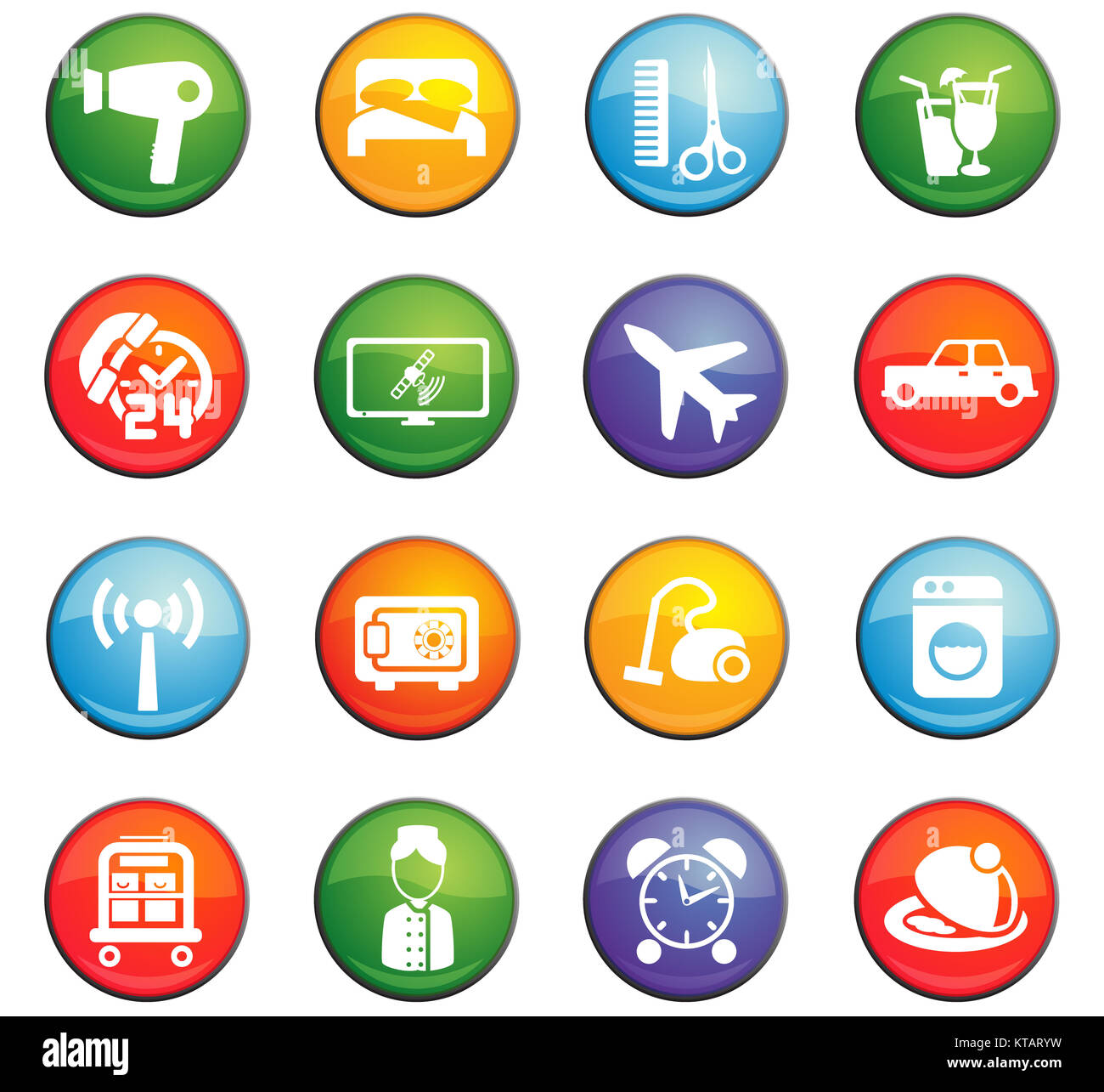 hotel room service icon set Stock Photo - Alamy