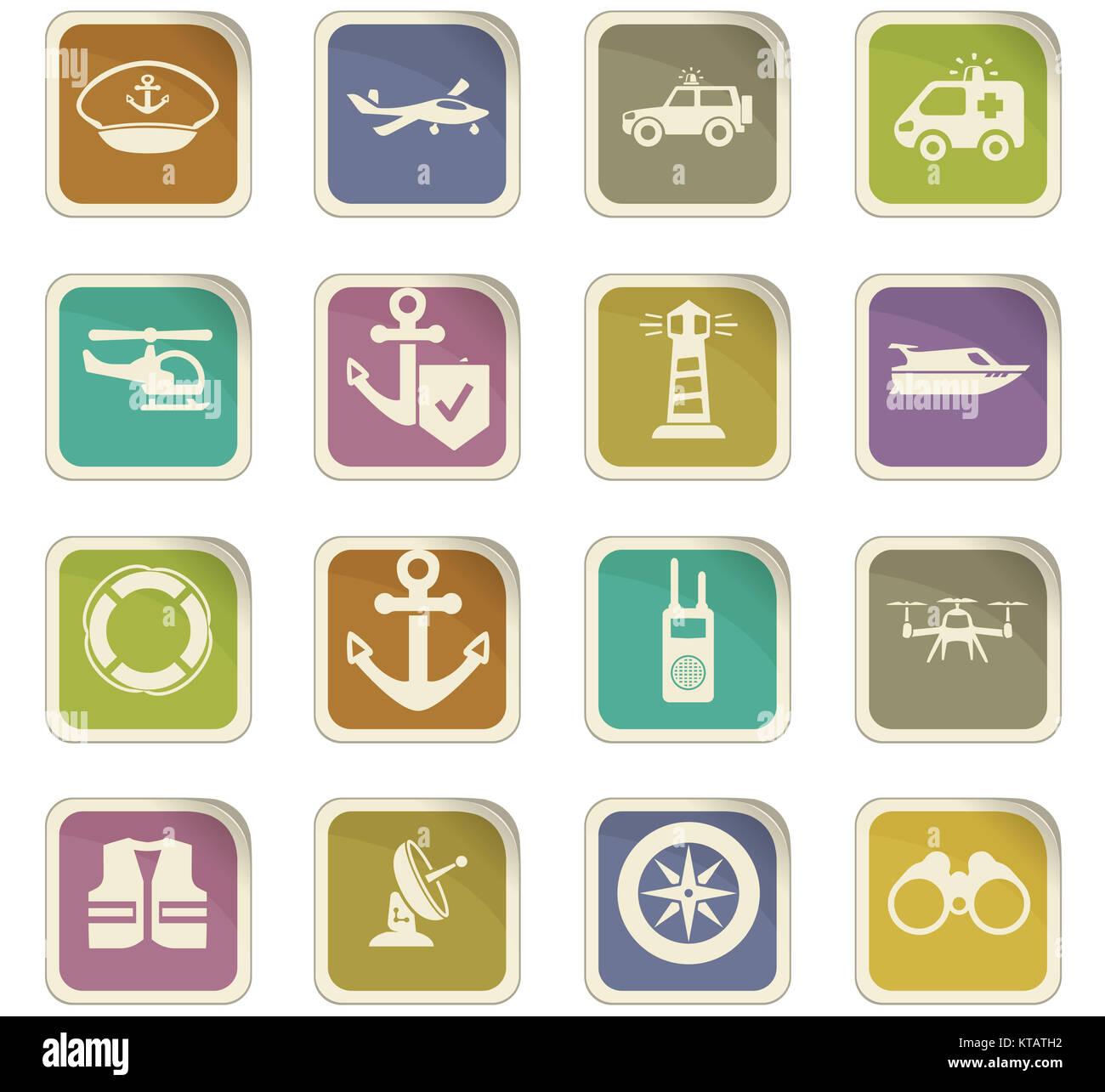 Coast Guard icons set Stock Photo - Alamy