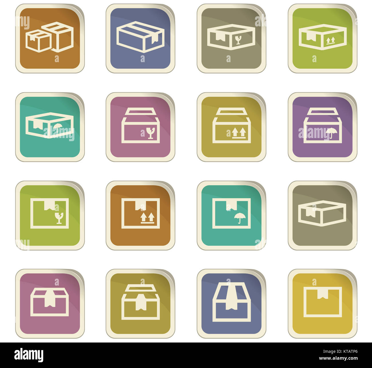 Simple icons set of box Stock Photo - Alamy