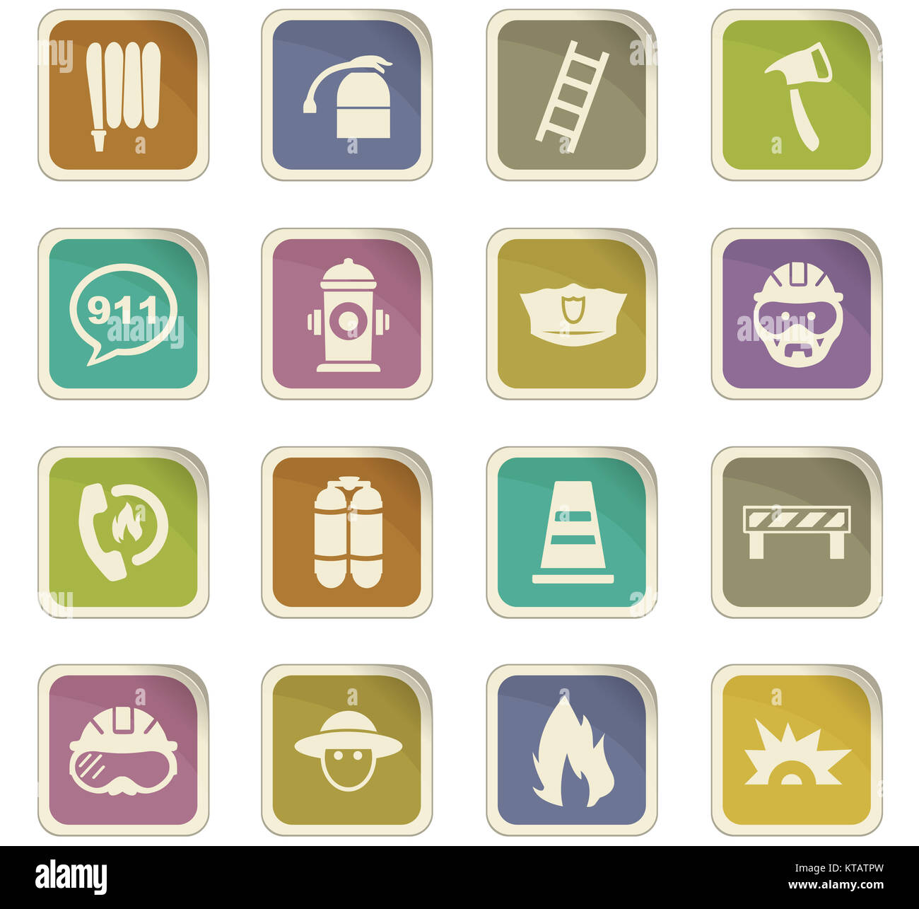 Fire brigade icons set Stock Photo - Alamy