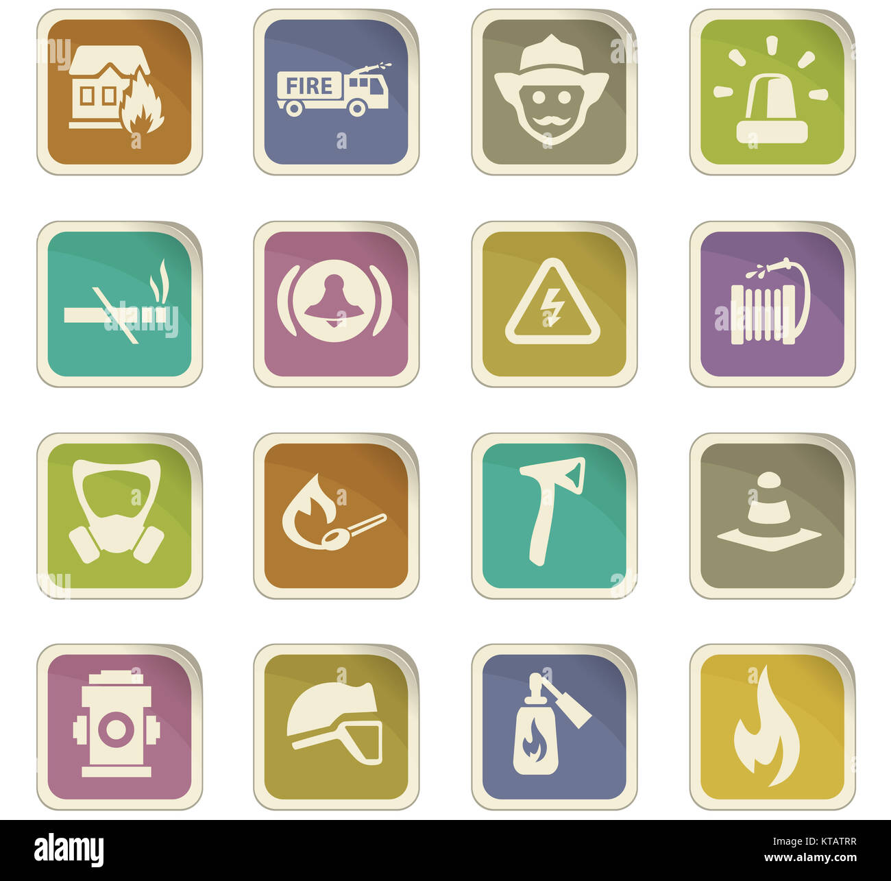 Fire brigade icons set Stock Photo - Alamy
