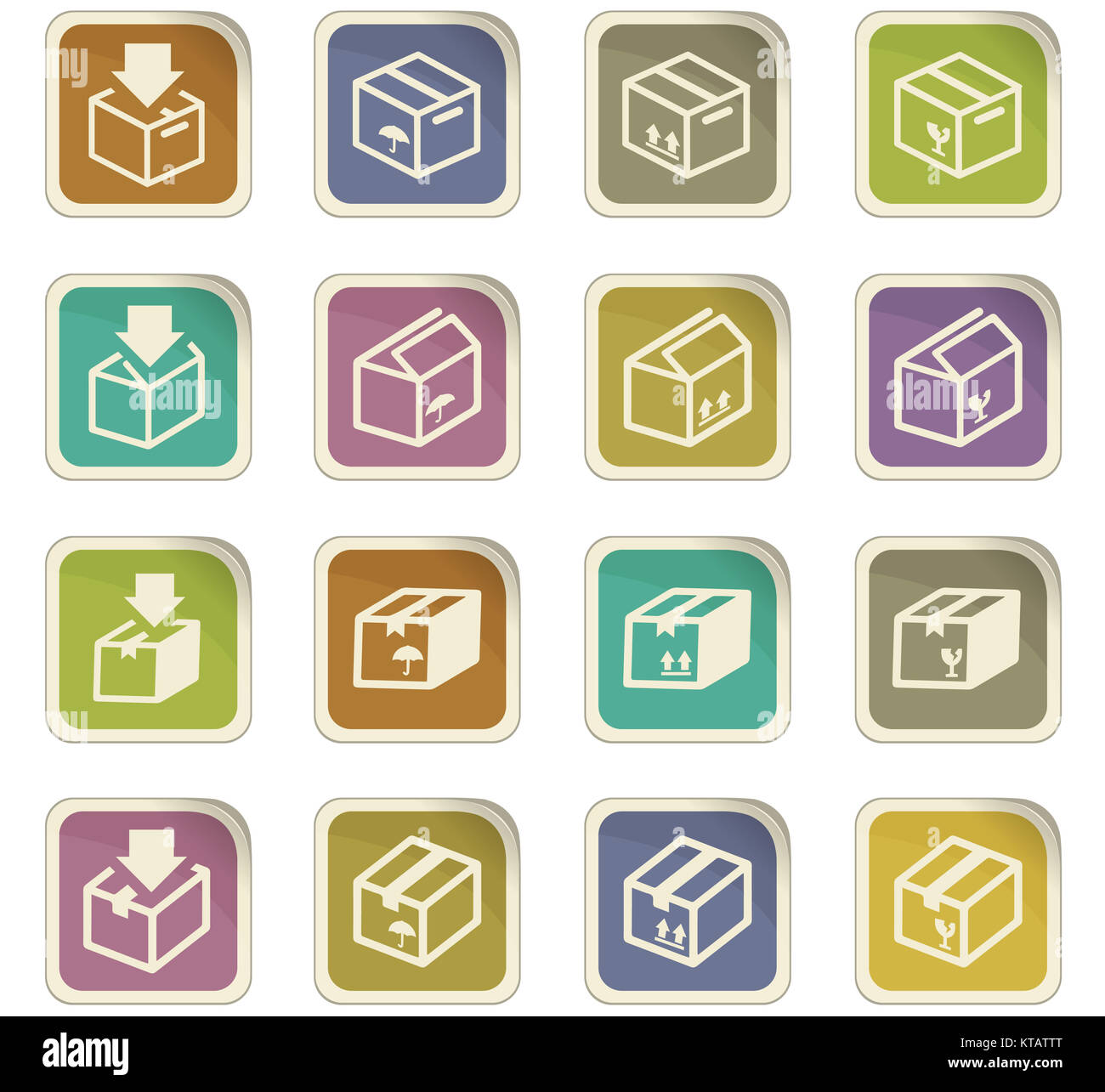 Simple icons set of box Stock Photo - Alamy