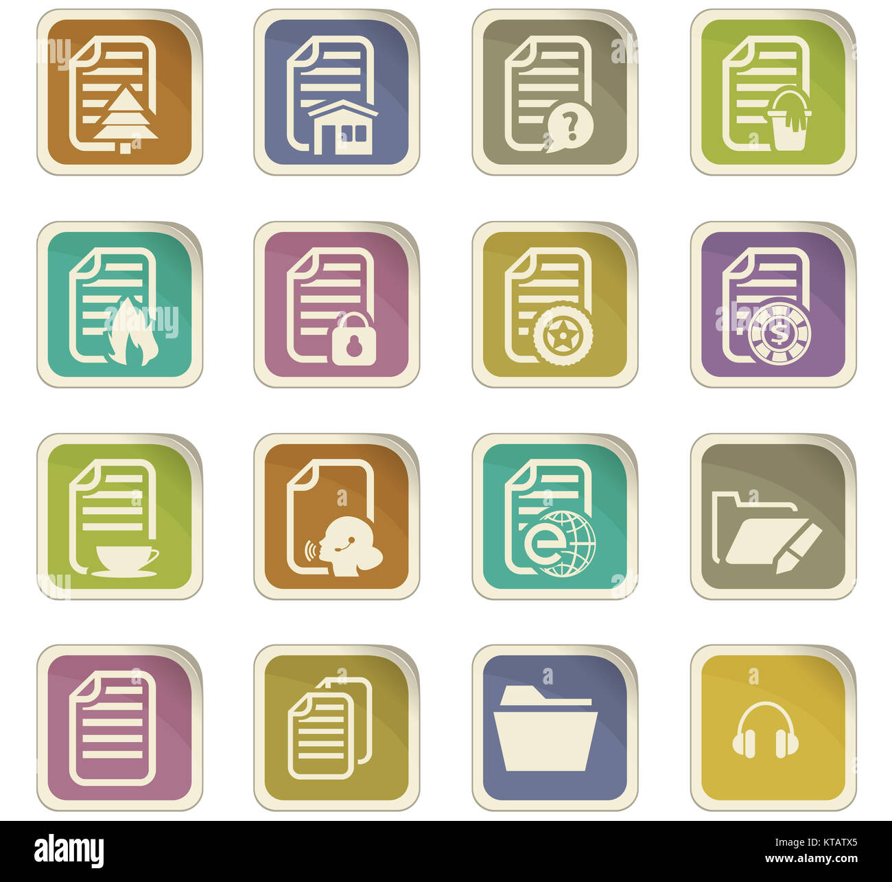 Documents icons set Stock Photo - Alamy