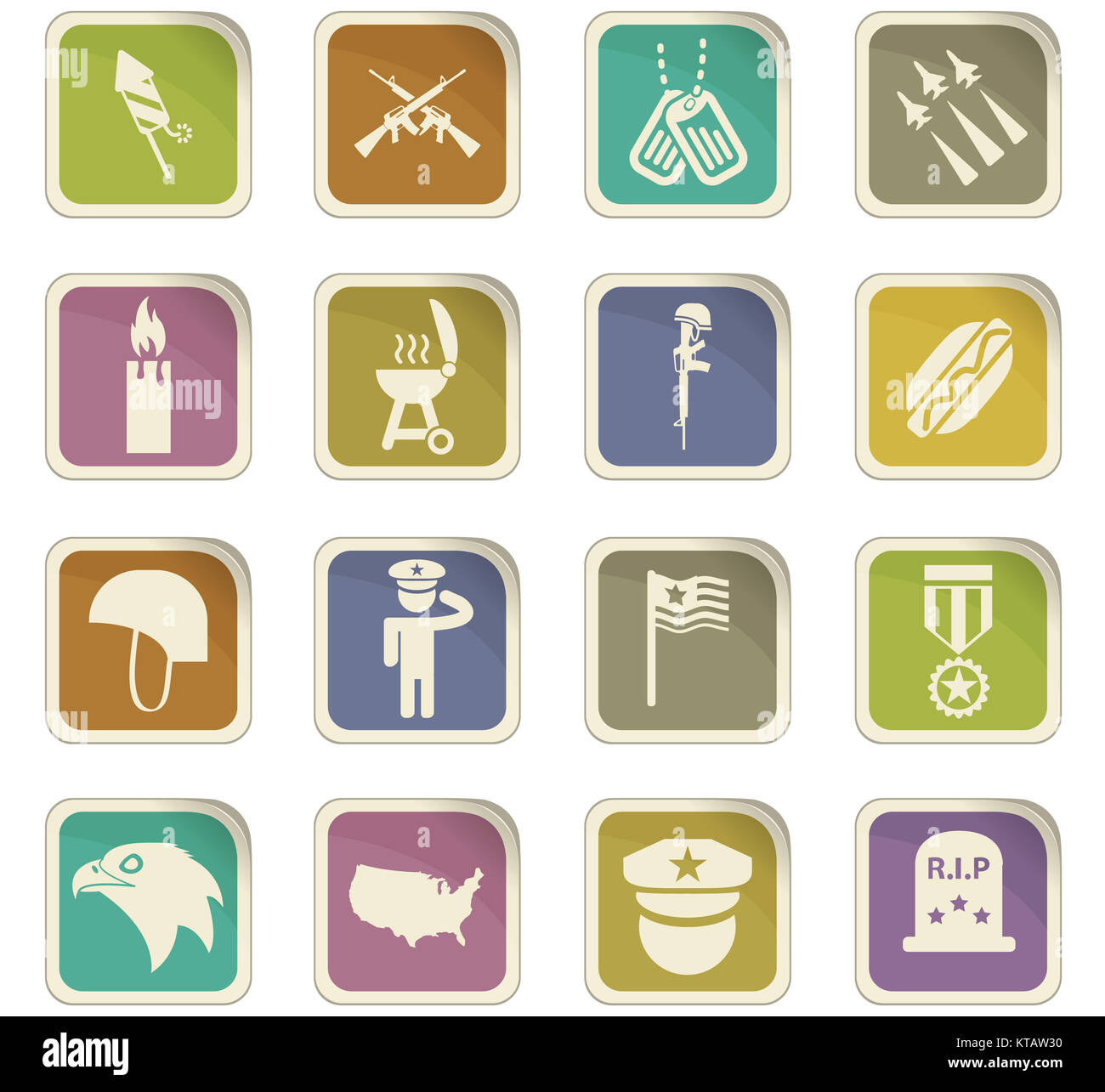 memorial day icon set Stock Photo - Alamy