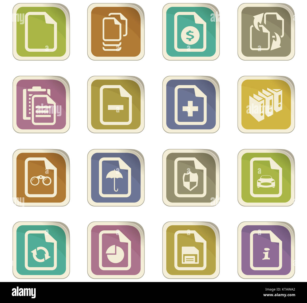 Documents icons set Stock Photo - Alamy