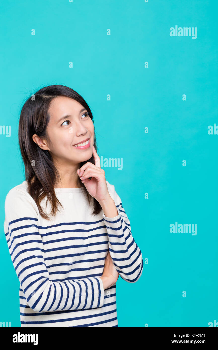 Woman thinking of the idea Stock Photo - Alamy