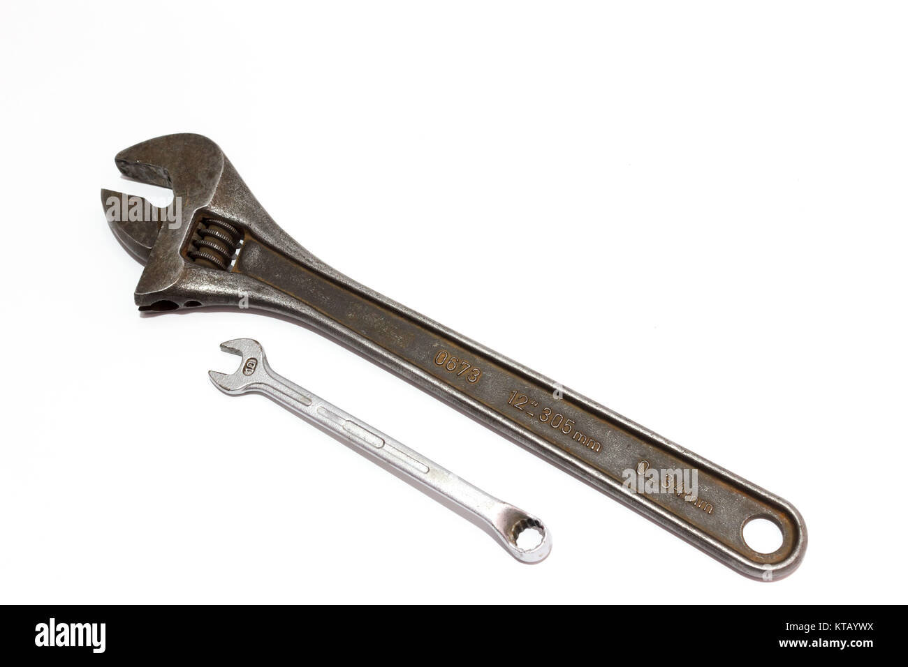 Adjustable Spanner On A White Background Stock Photo - Alamy