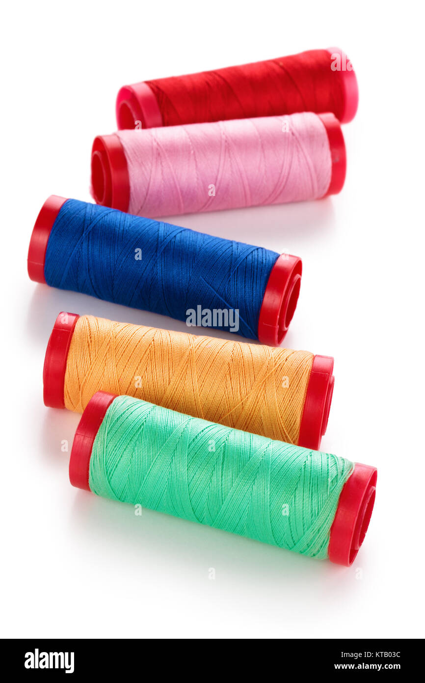 Set of colorful spools Stock Photo - Alamy