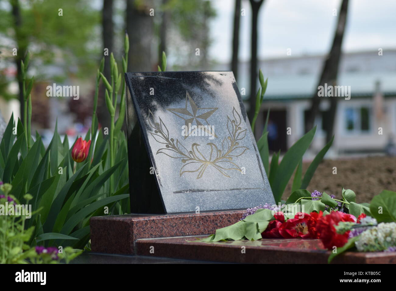 The laid flowers to the monument in honor of a Victory Day on May 9 ...