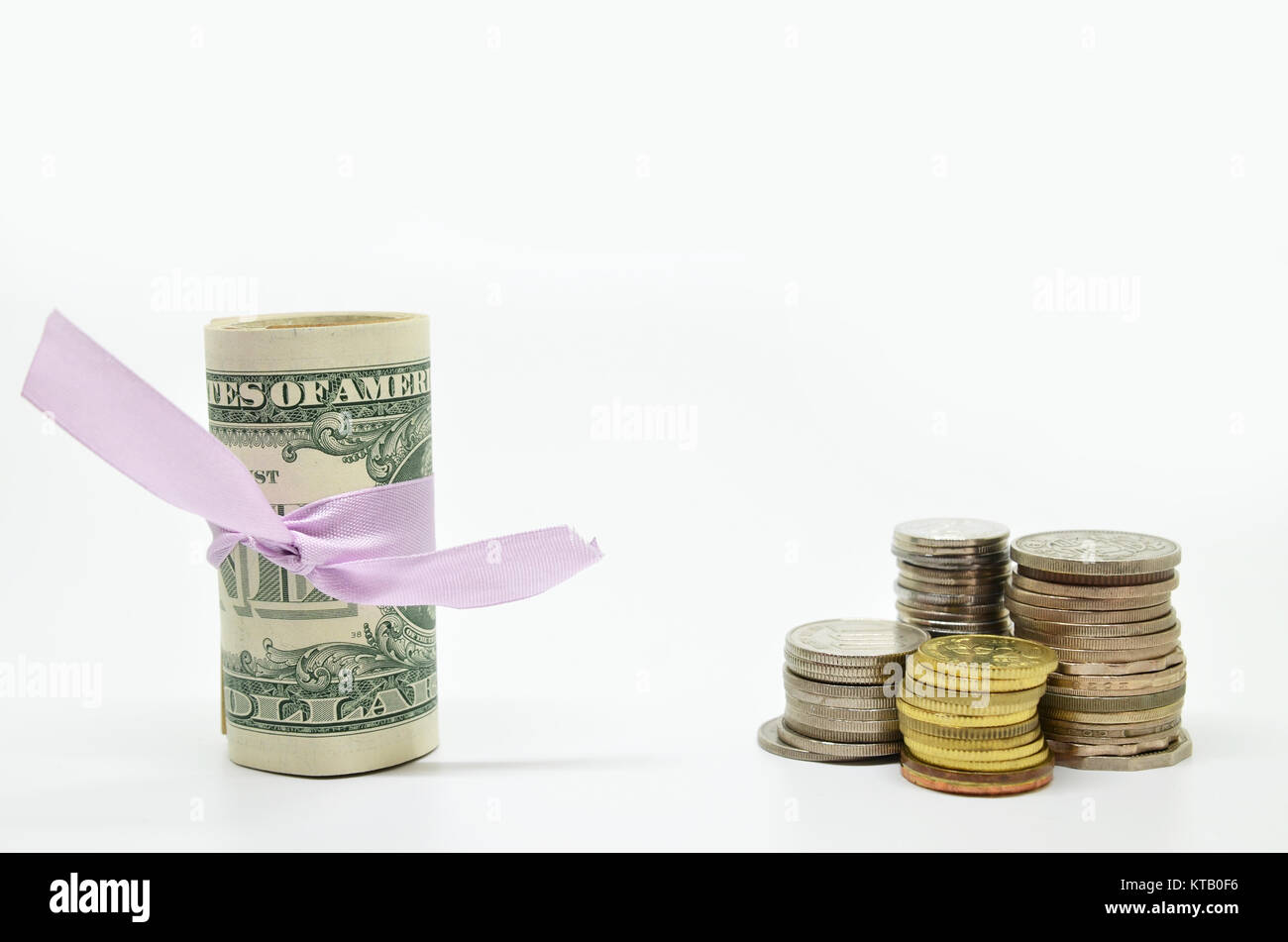 US dollars banknotes and coins Stock Photo - Alamy