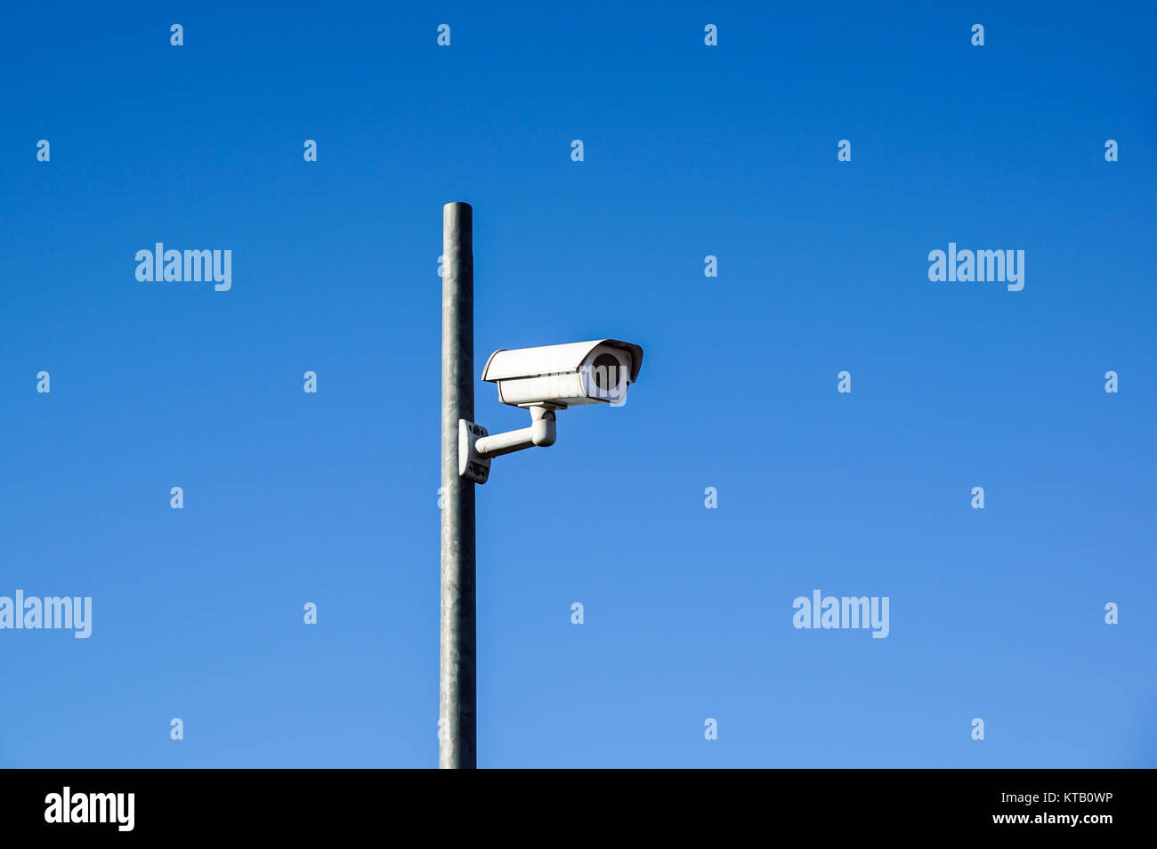 Laterally camera on a post in bue sky Stock Photo - Alamy