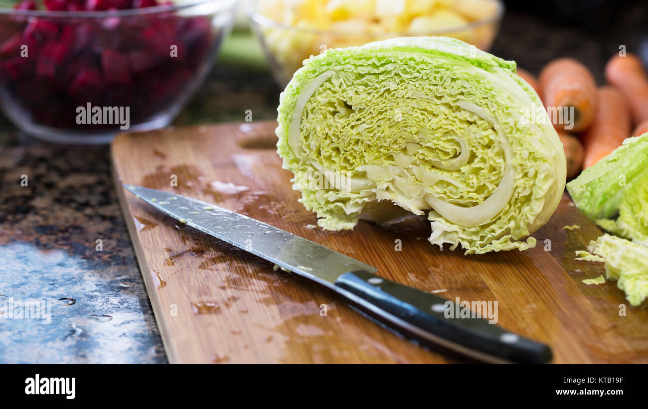 Preparing Savoy Cabbage Stock Photo - Alamy