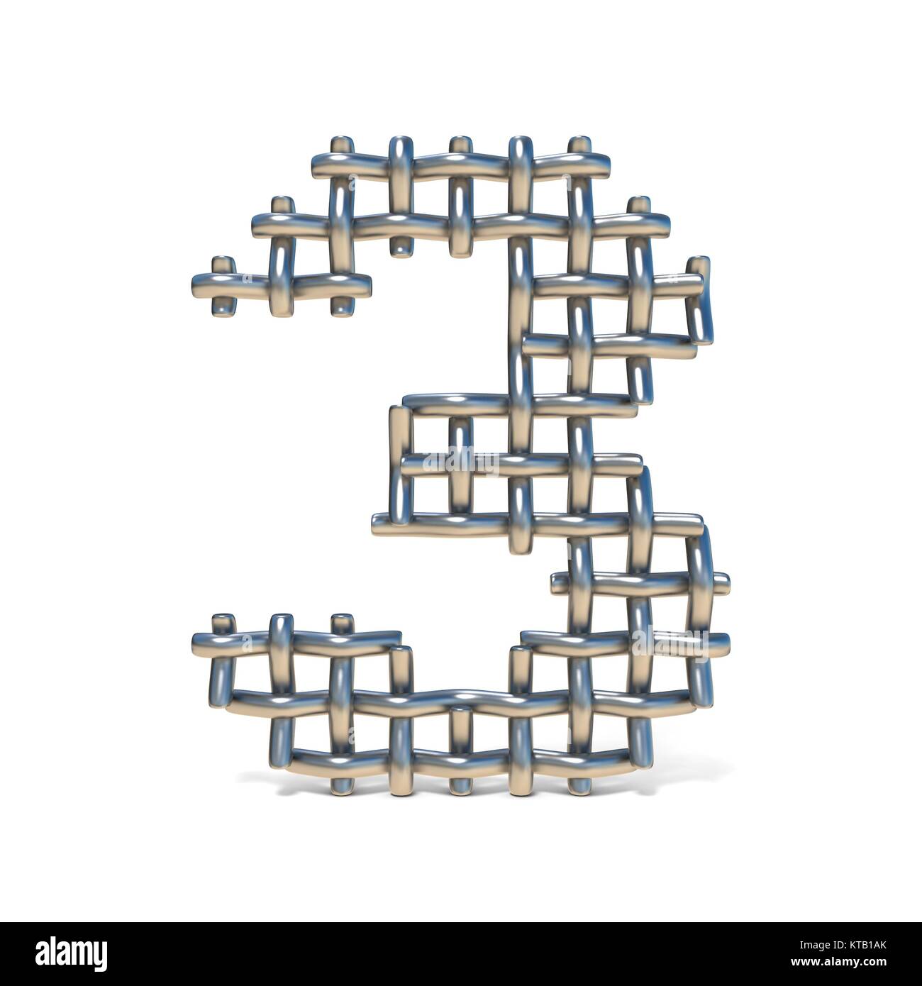 Metal wire mesh font Number 3 THREE 3D Stock Photo - Alamy