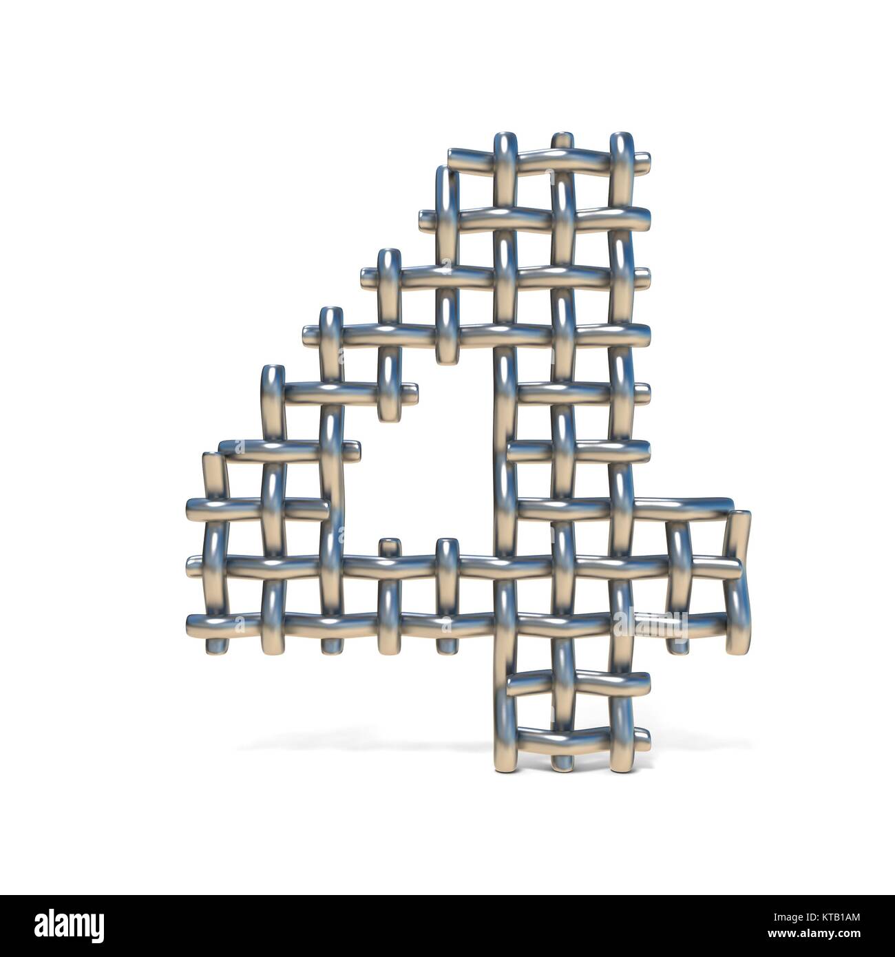 Metal wire mesh font Number 4 FOUR 3D Stock Photo - Alamy