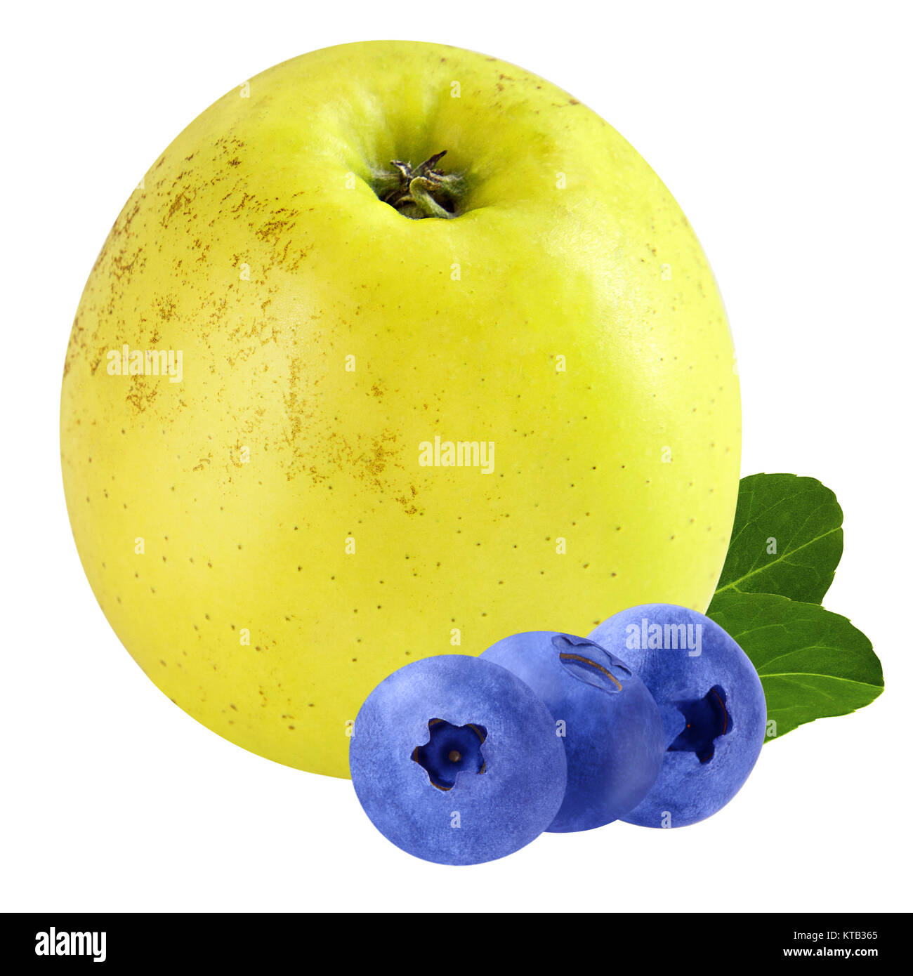Assortment blueberries and Apple isolated on white background Stock ...