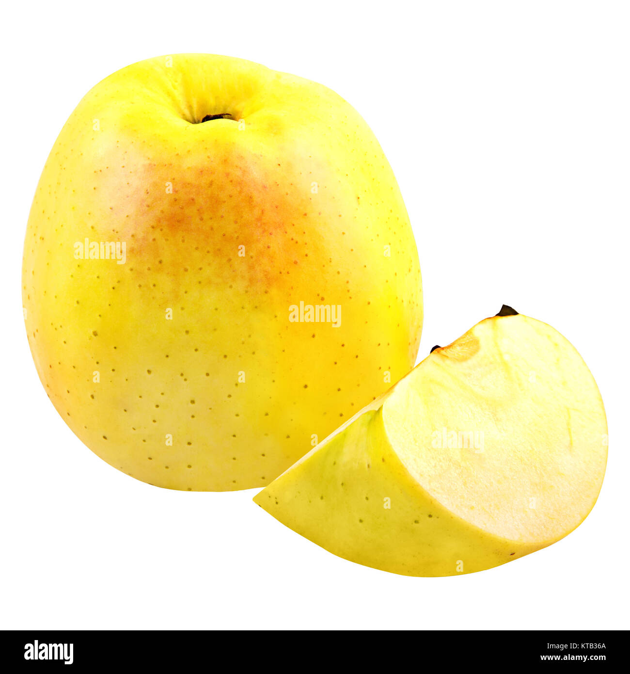 yellow apple and slice isolated on white background Stock Photo - Alamy