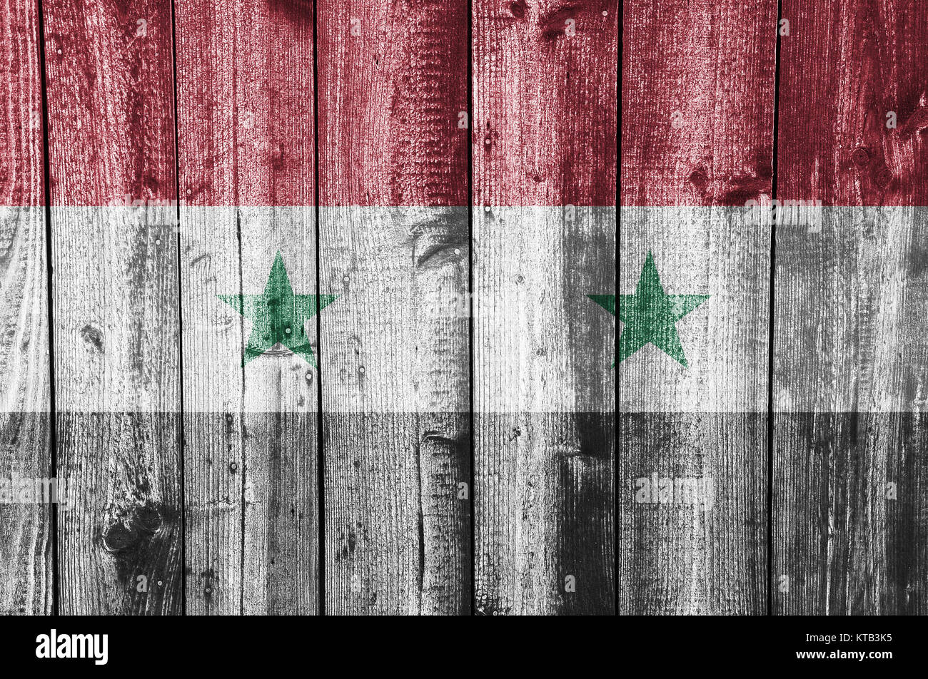 Fahne von Syrien auf verwittertem Holz Stock Photo - Alamy