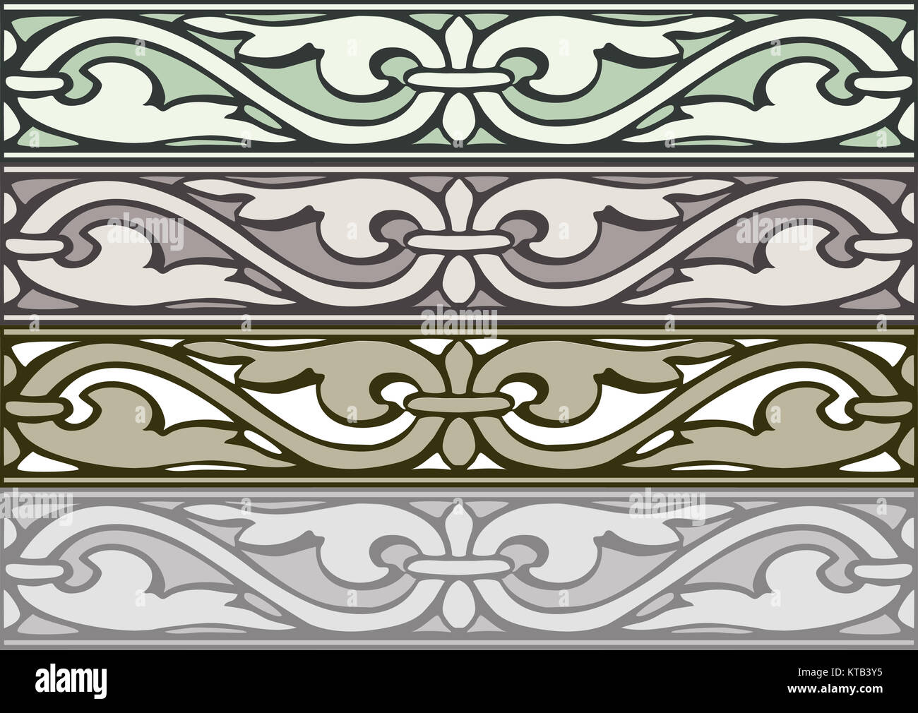 Set of decorative borders vintage style silver Stock Photo - Alamy
