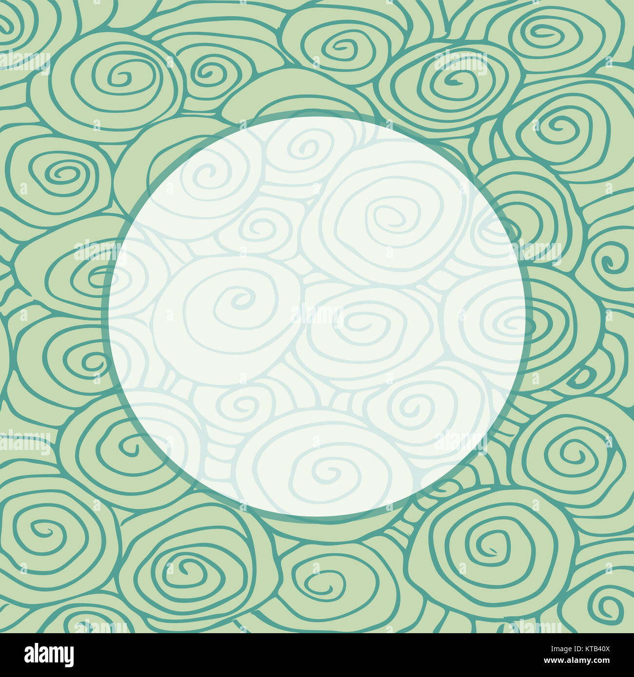 Wave hand-drawn pattern, waves frame circle abstract background curled ...