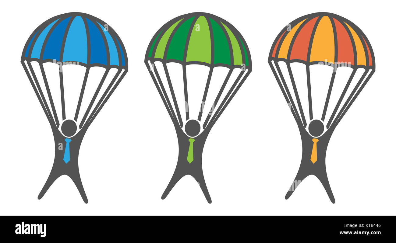 Man on Parachute landing on a target Stock Photo - Alamy