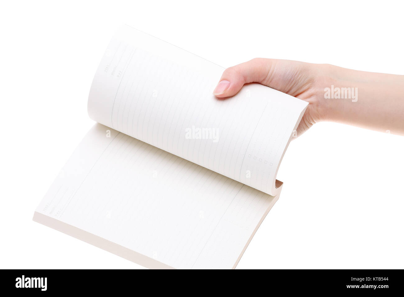 Hand holding blank notebook isolated on white background Stock Photo ...
