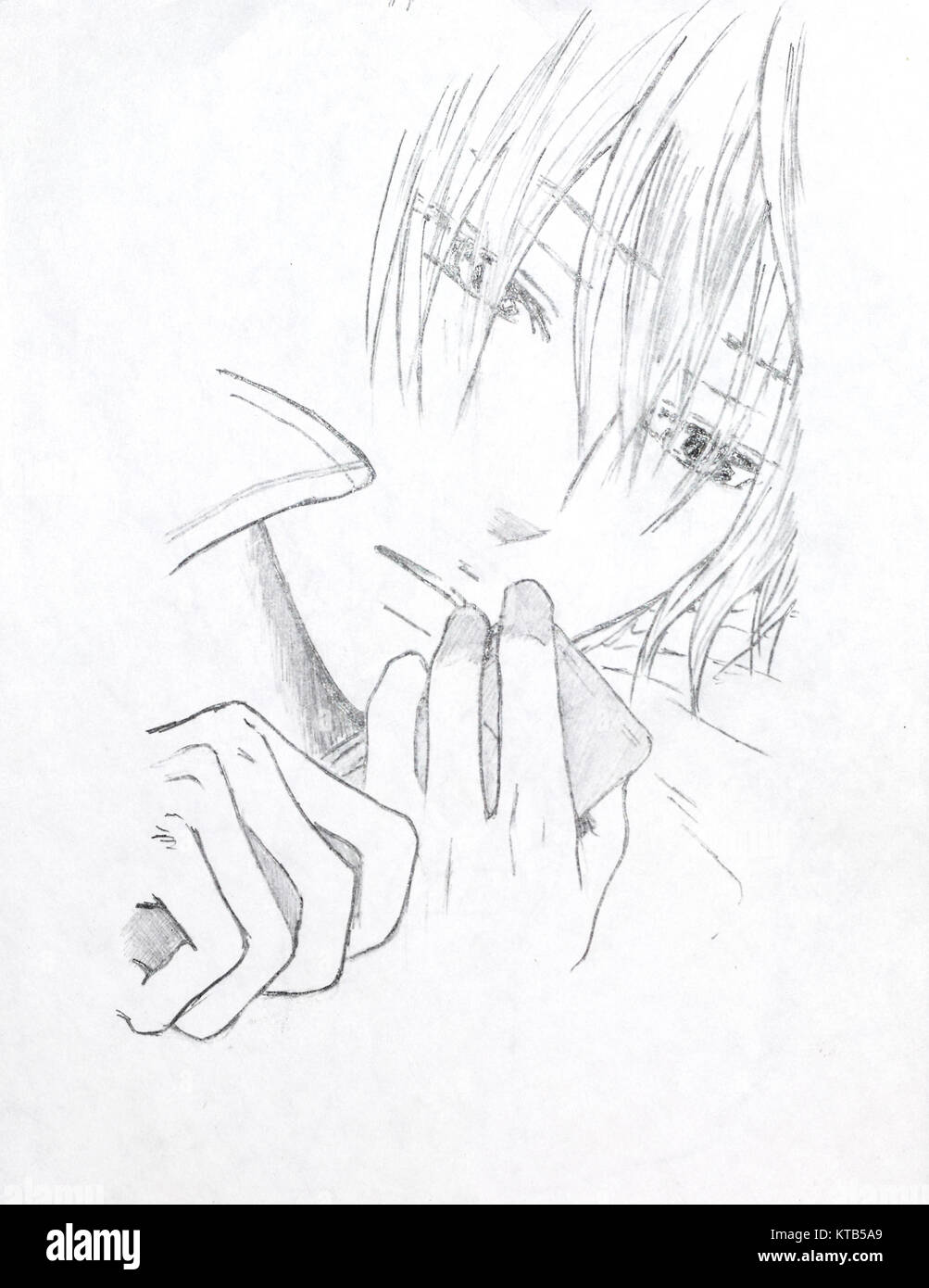 Drawing in the style of anime. Image of a man in the picture in the ...