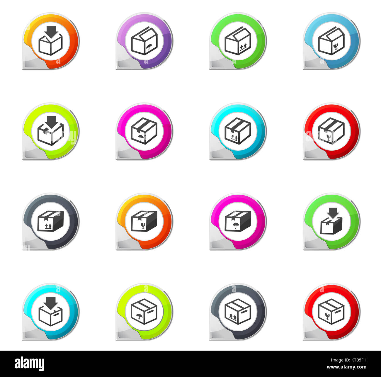 Simple icons set of box Stock Photo - Alamy