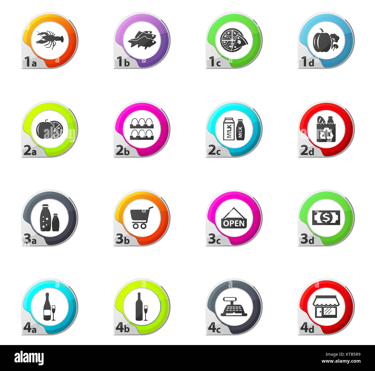 Grocery store icons set Stock Photo - Alamy