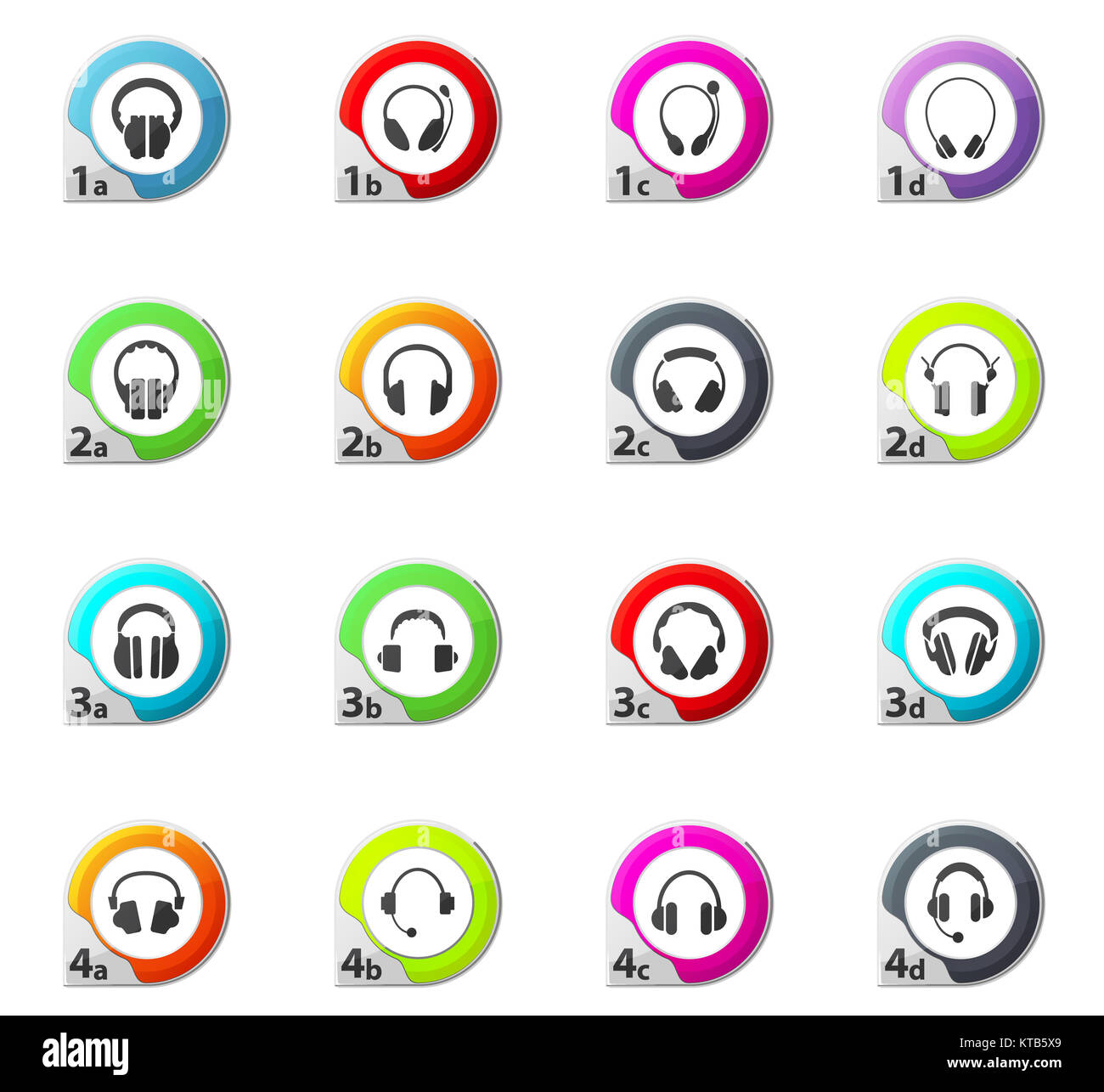 Headphones icons set Stock Photo - Alamy