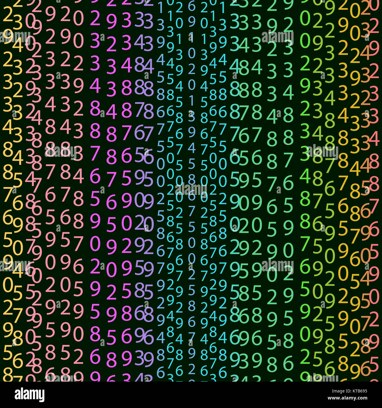 Matrix concept rainbow and black green background with digits on screen ...