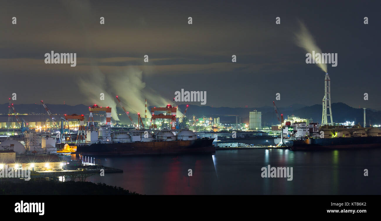 Industrial factory in Kurashiki at night Stock Photo - Alamy