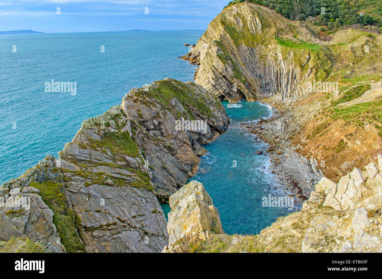 A beautiful clifftop view by Lulworth Cove in December 2017 Stock Photo ...