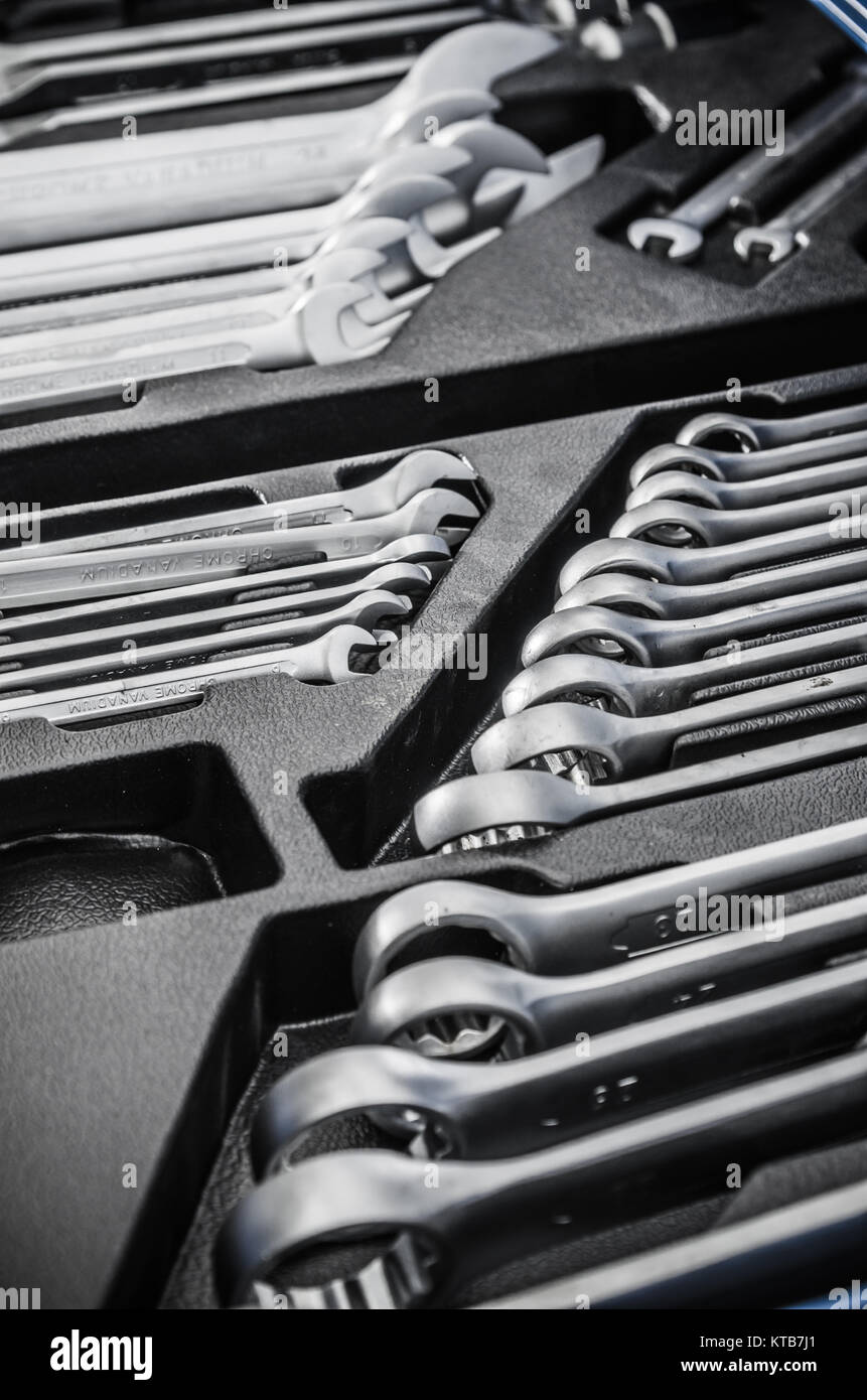 Toolbox in the workshop, close-up Stock Photo - Alamy