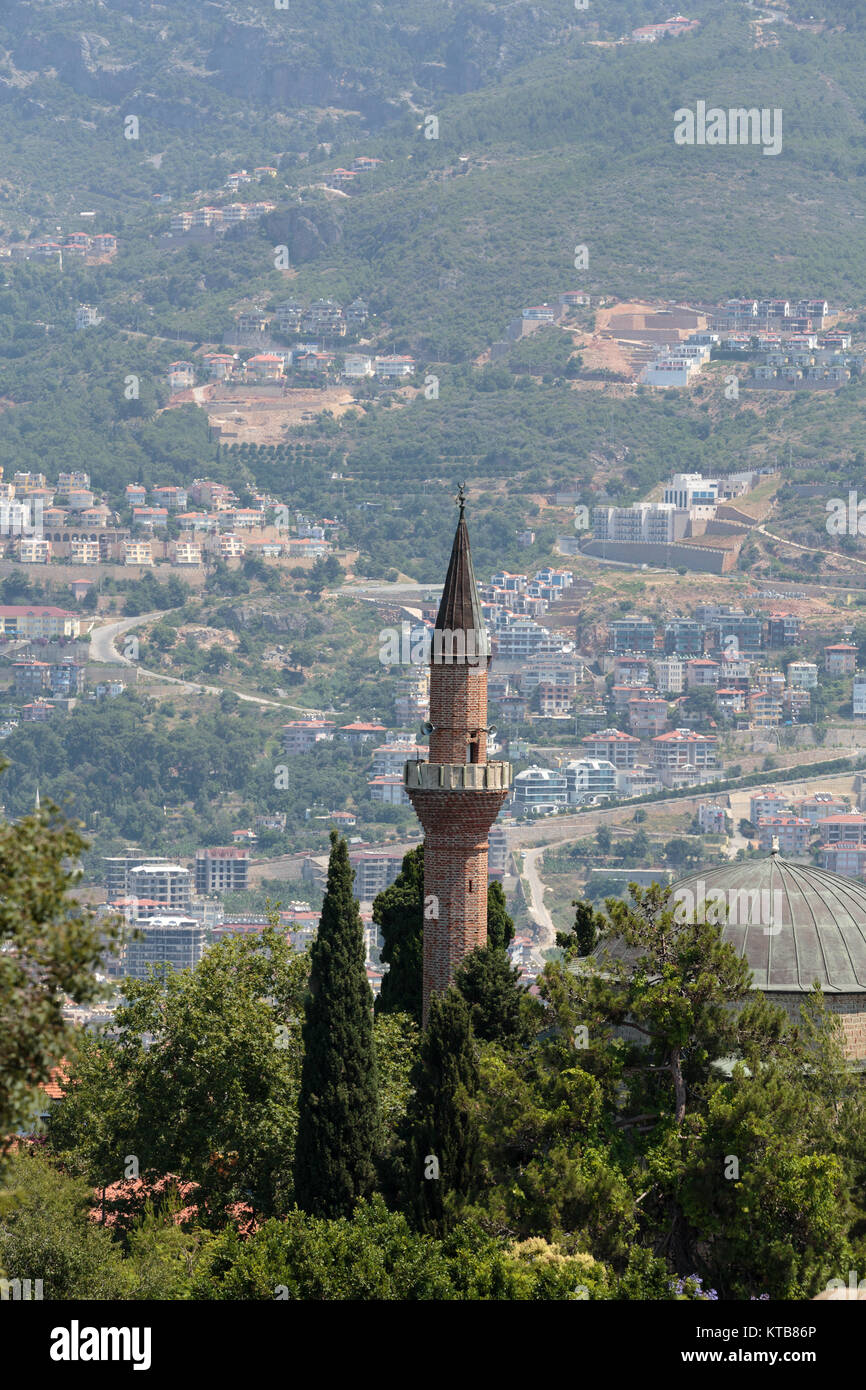 Alanya - the mosque and the minaret on the castle hill Stock Photo - Alamy