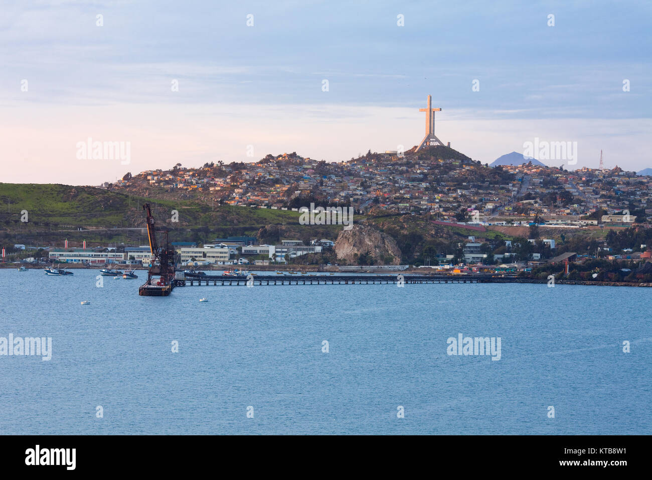 Panoramic view of Coquimbo and the Third Millennium Cross on top of the ...