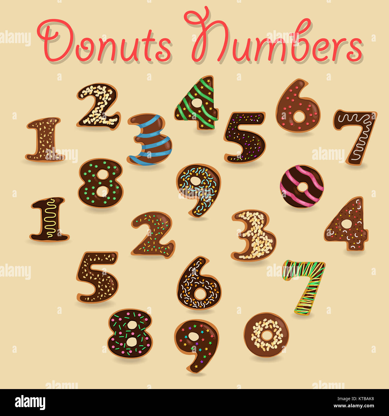 Number donut doughnut font five hi-res stock photography and images - Alamy