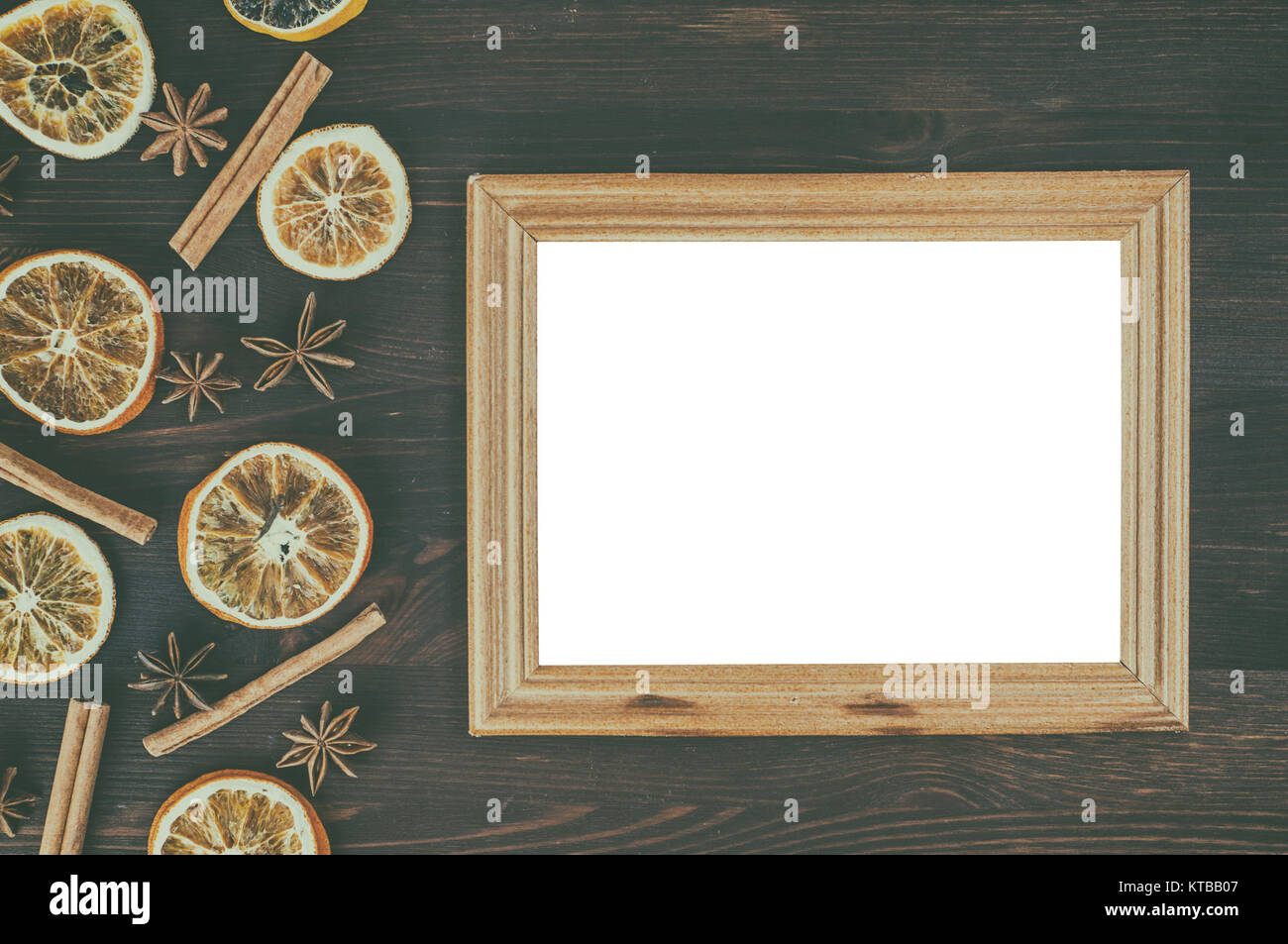 Empty wooden frame on a brown surface Stock Photo - Alamy