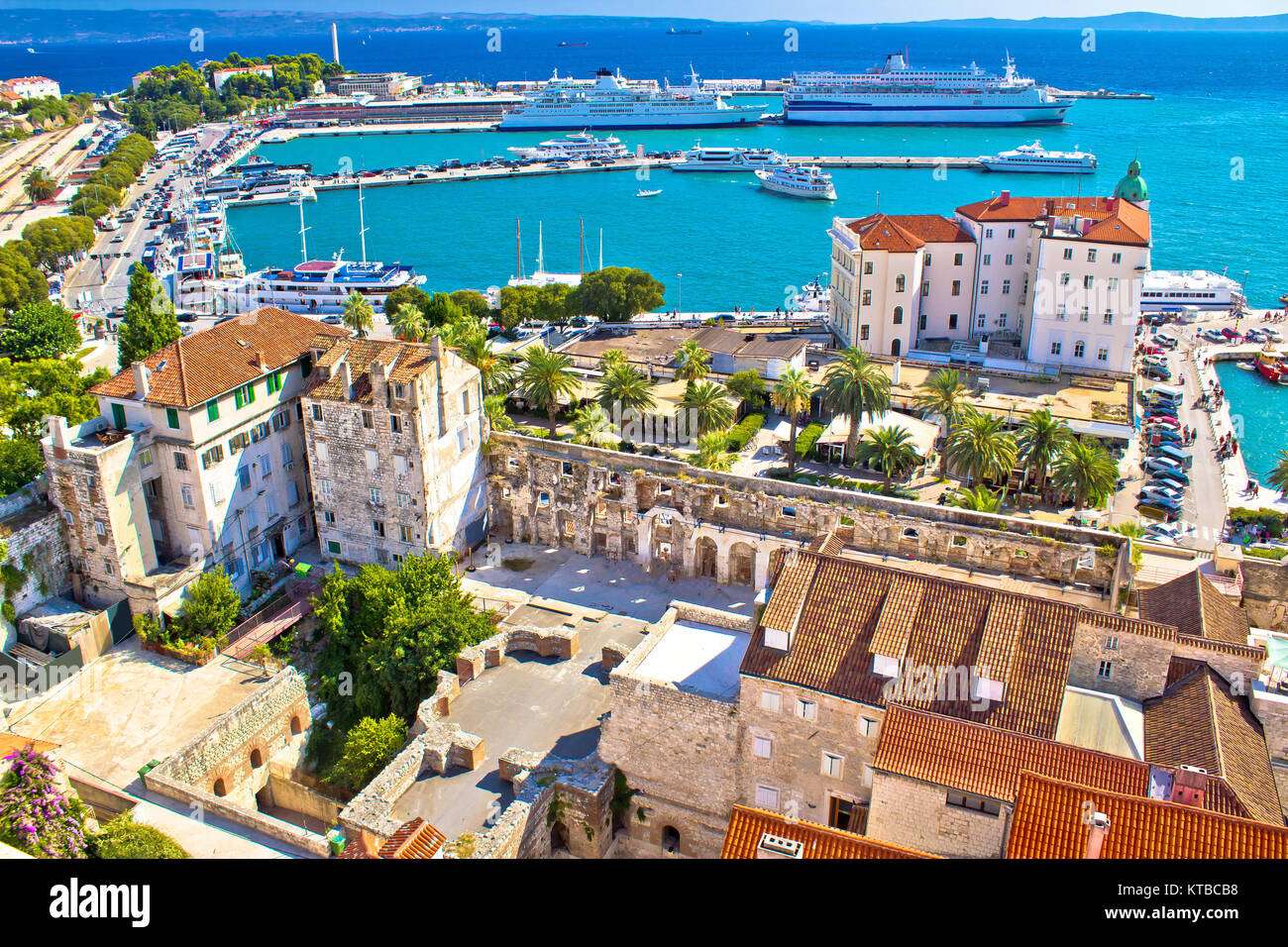 Split harbor and waterfront aerial view Stock Photo - Alamy
