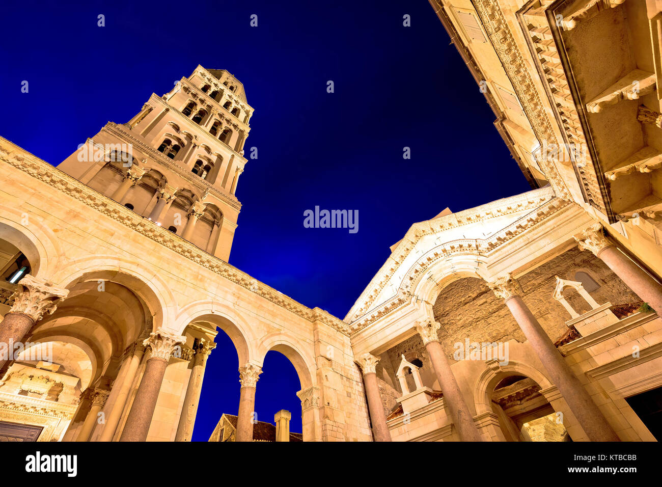 Split evening view of cathedral and Peristil square Stock Photo - Alamy