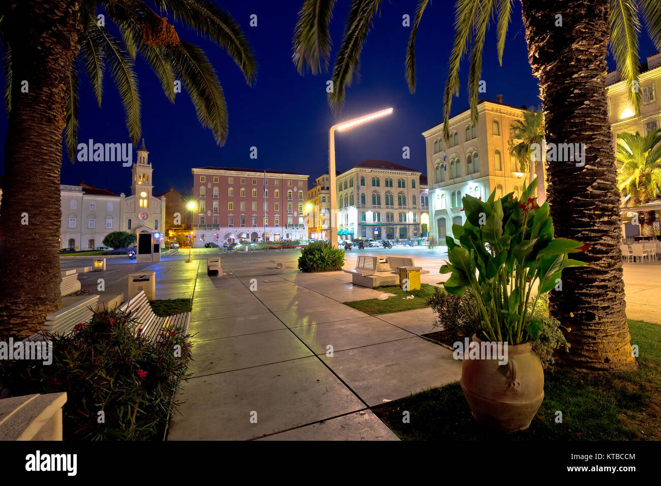 Split Riva waterfront evening view Stock Photo - Alamy