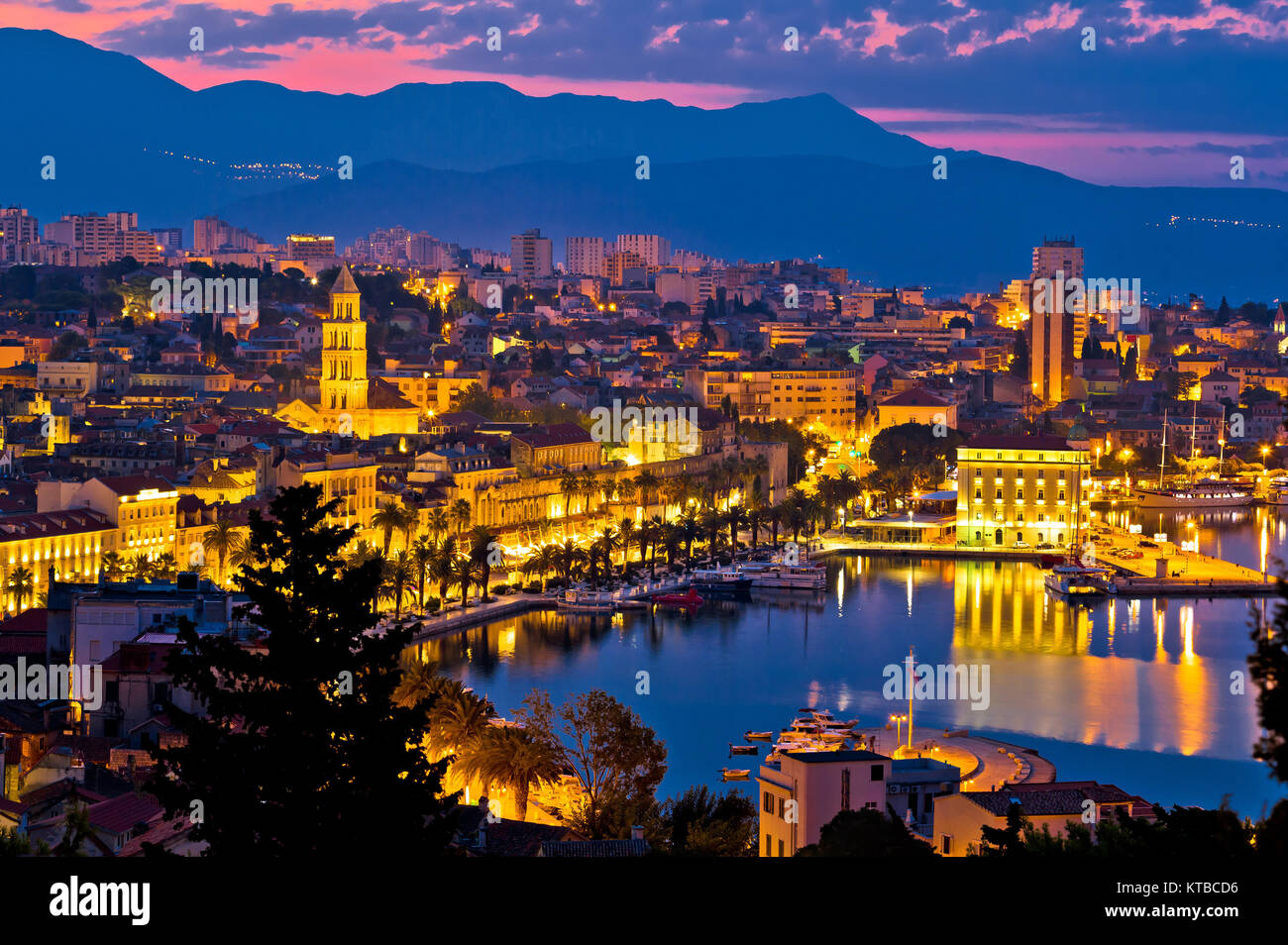 City of Split aerial view at dawn Stock Photo - Alamy
