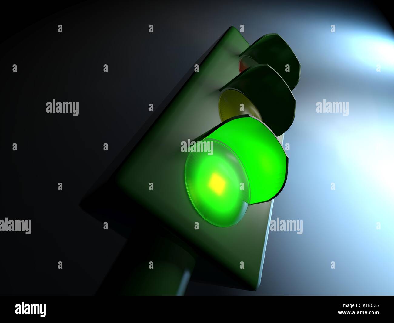 Traffic light with green light on - 3D rendering Stock Photo - Alamy